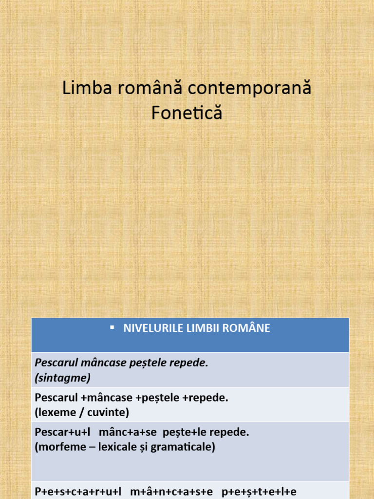 Limba Română. Fonetica | PDF