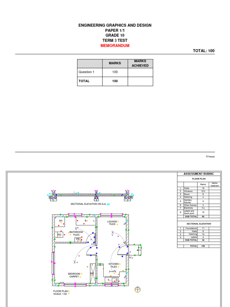 Engineering Graphics and Design Paper 1/ 1 Grade 1 0 Term 3 Test TOTAL ...