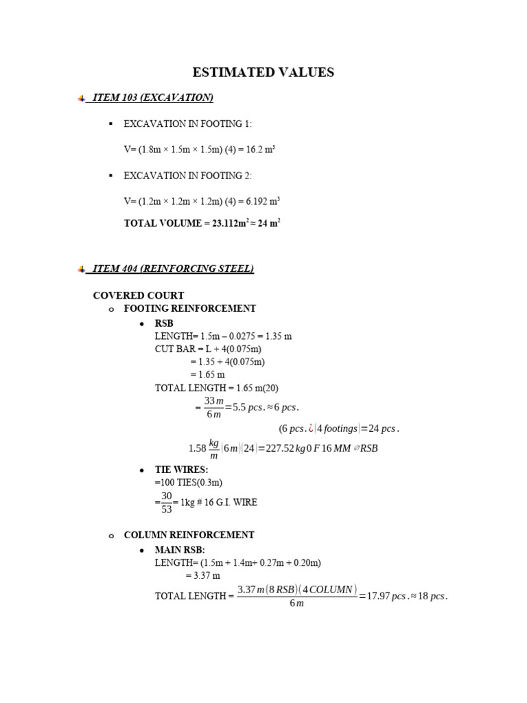 Estimate | PDF | Concrete | Components