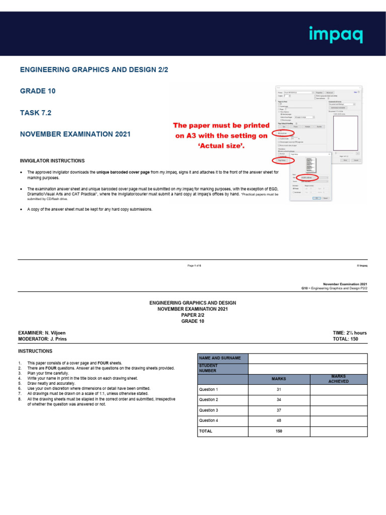Engineering Graphics and Design 2/2 Grade 10 TASK 7.2 November ...
