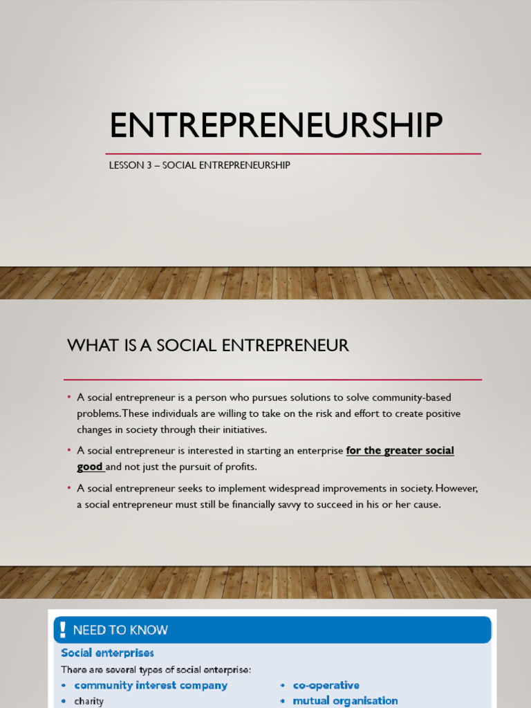 Entrepreneurship Lecture 3 Social Entrepreneurship PDF | PDF