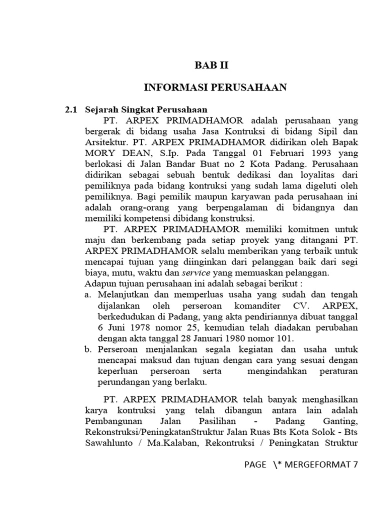 Profil PT. Arpex Primadhamor | PDF | Teknologi & Rekayasa