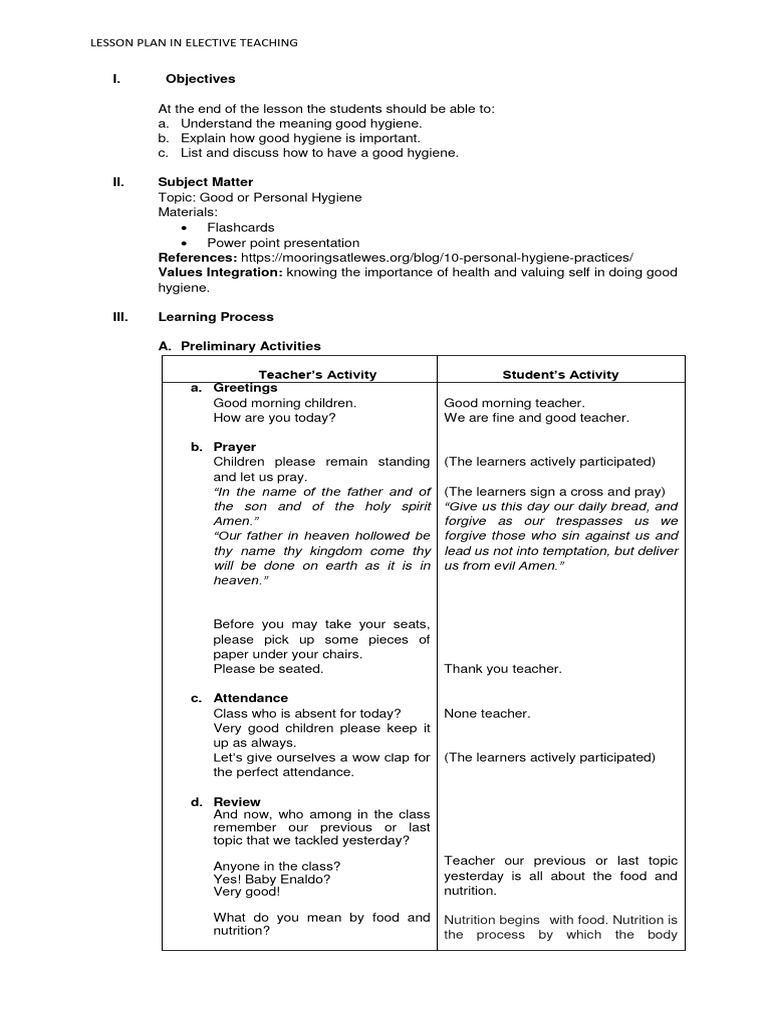 Lesson Plan Ligaya Final | PDF | Hygiene | Oral Hygiene