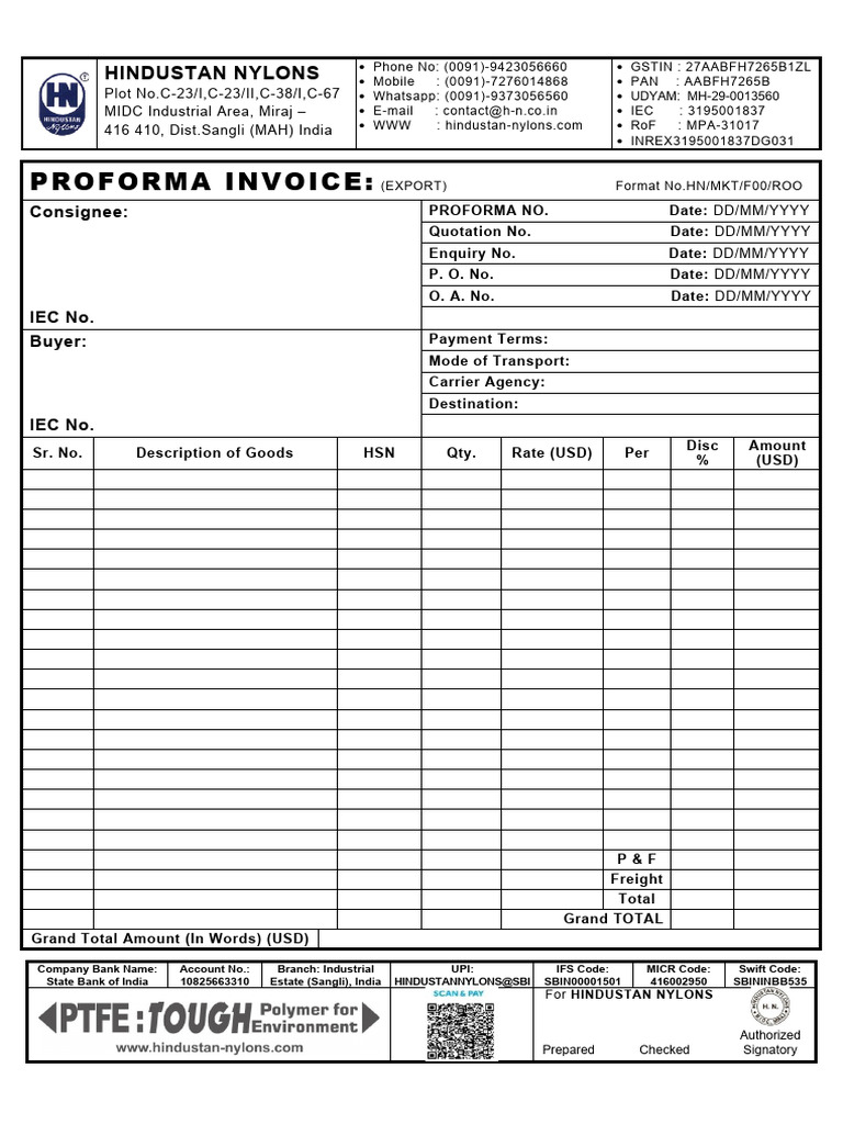 A.6 - Proforma Invoice - Export | PDF