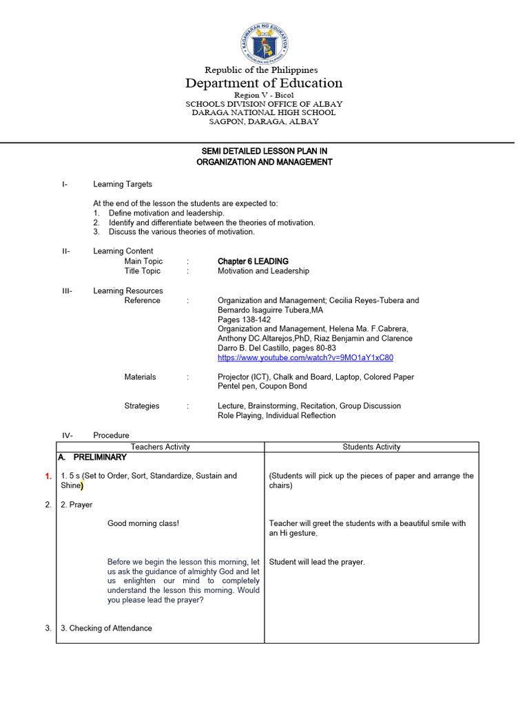 COT 2 ORMA Motivation and Leadership | PDF