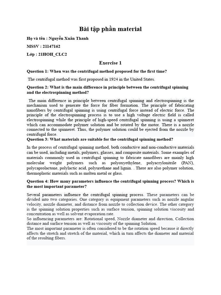 Exercise 1 | PDF | Polymers | Polymer Chemistry
