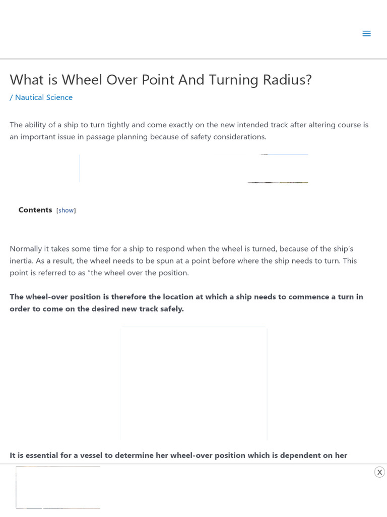 What Is Wheel Over Point and Turning Radius - Maritime Page | PDF ...