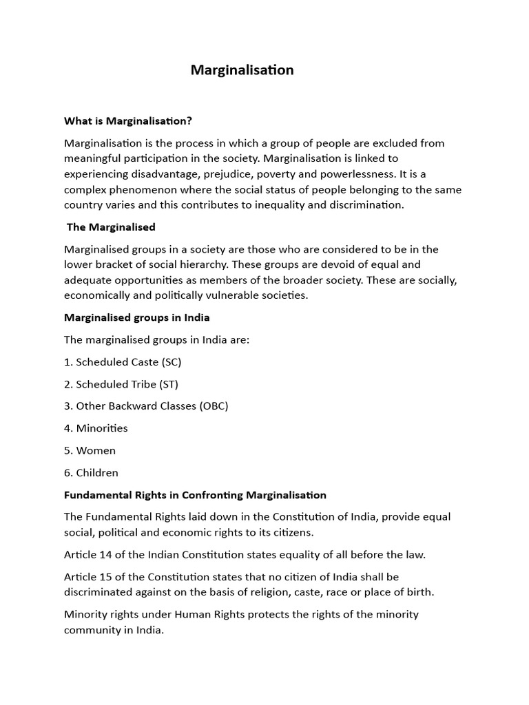 Understanding Marginalisation in India | PDF | Social Science