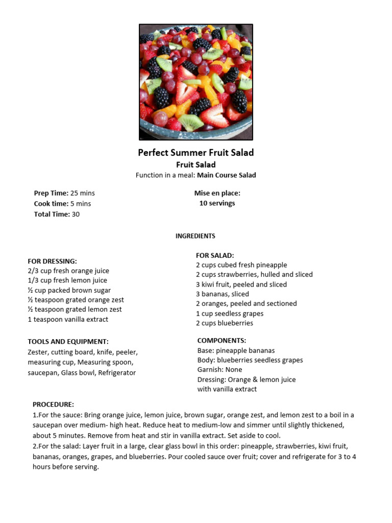 Perfect Summer Fruit Salad Fruit Salad | PDF | Pasta | Salad