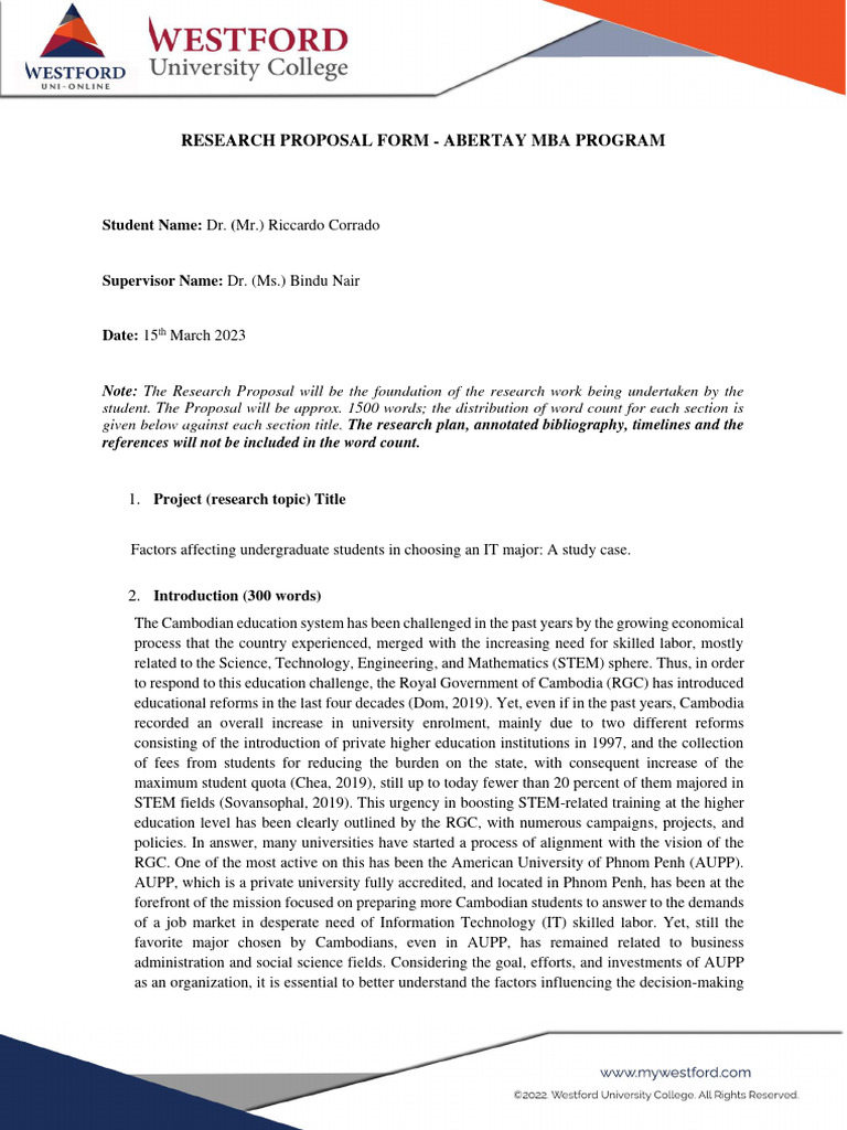 Research Proposal - Sample | PDF