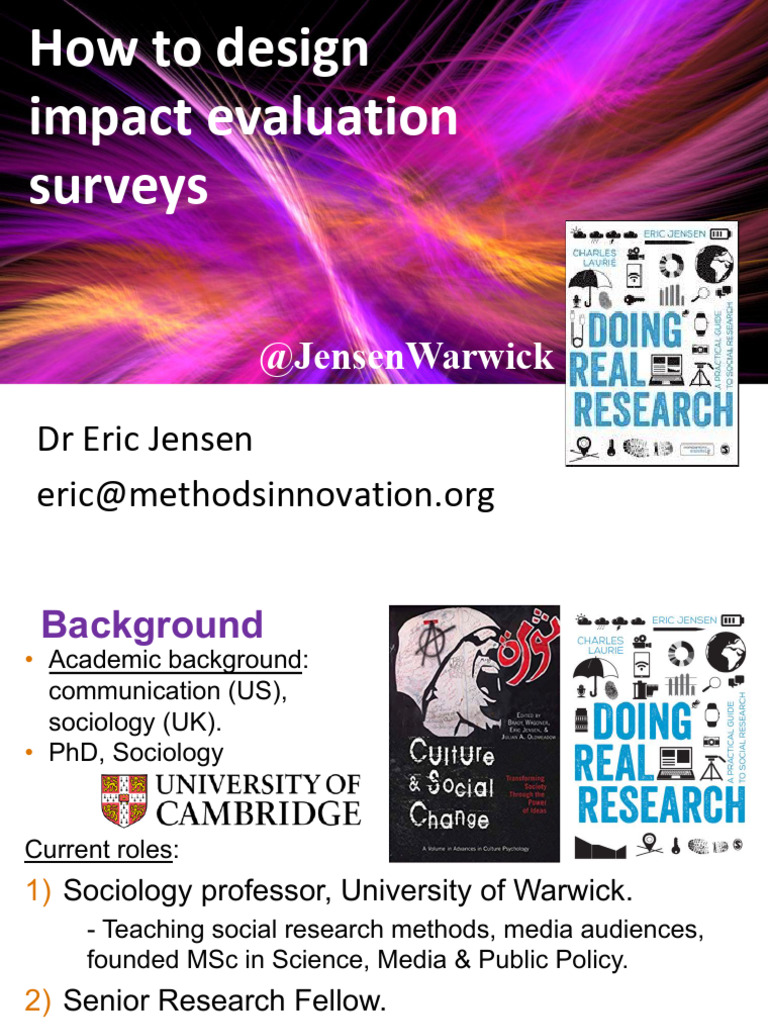 Eric Jensen How to Design Impact Evaluation Surveys | PDF | Survey Methodology | Self Report Study
