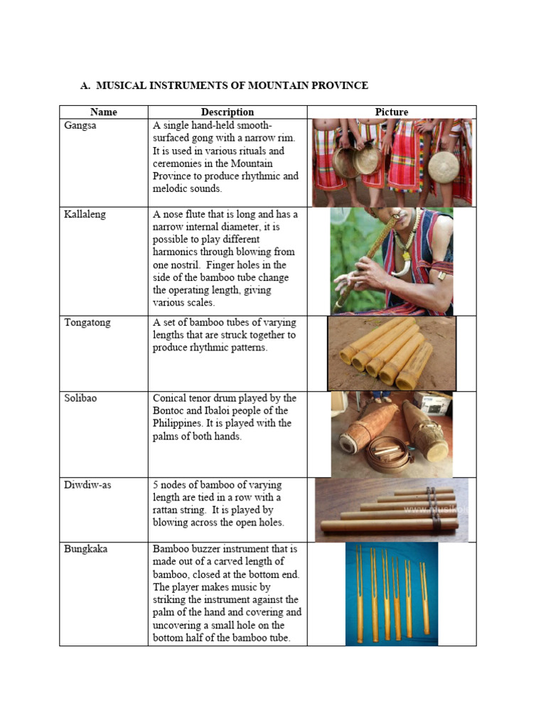 Musical Instruments of Mountain Province | PDF