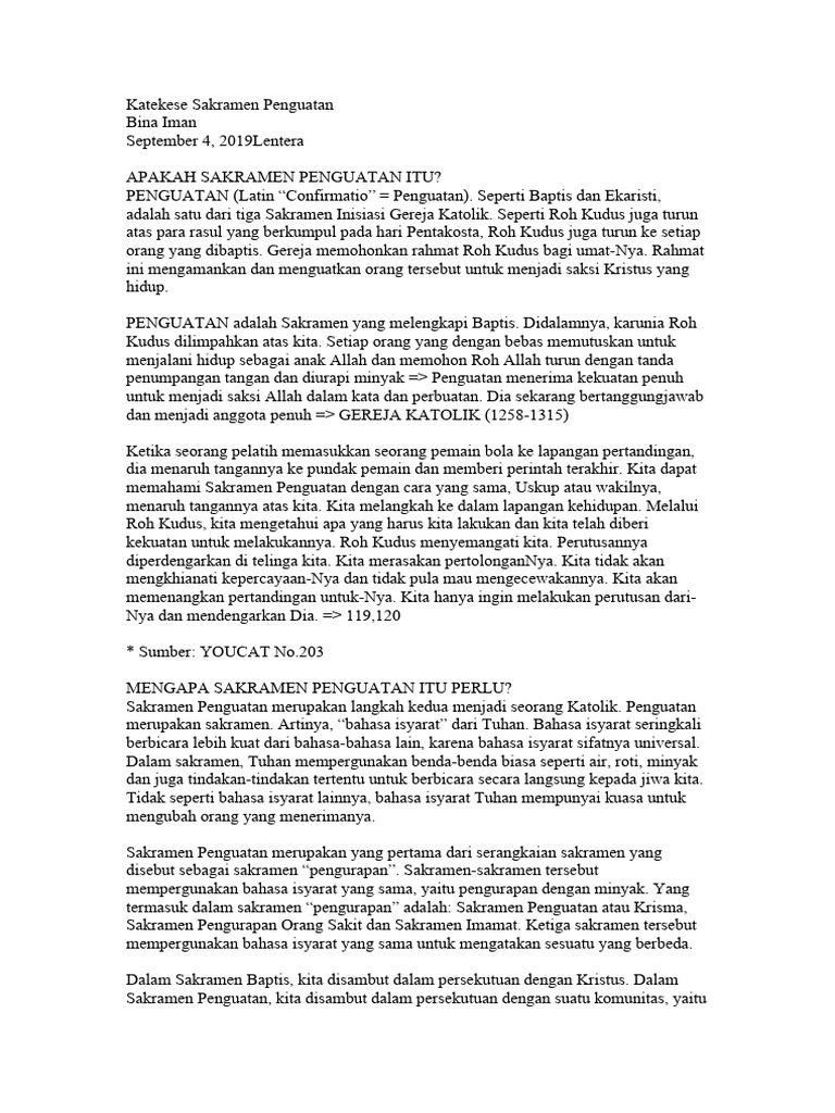Katekese Sakramen Penguatan | PDF