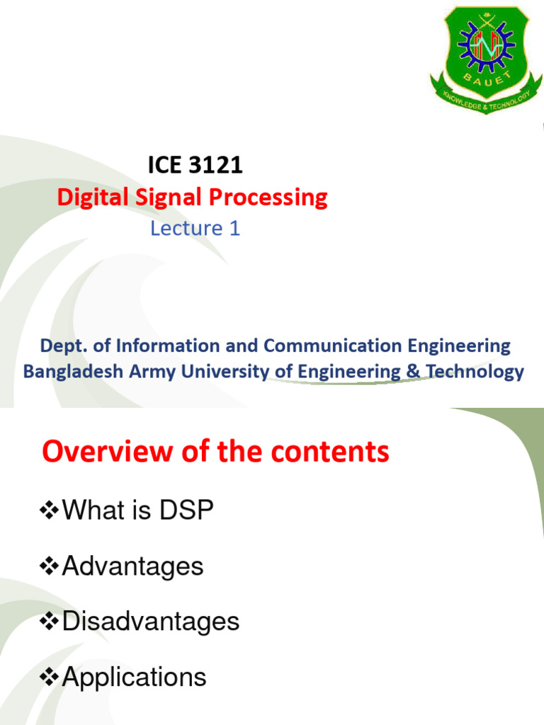 Lecture 1 | PDF | Digital Signal Processing | Information