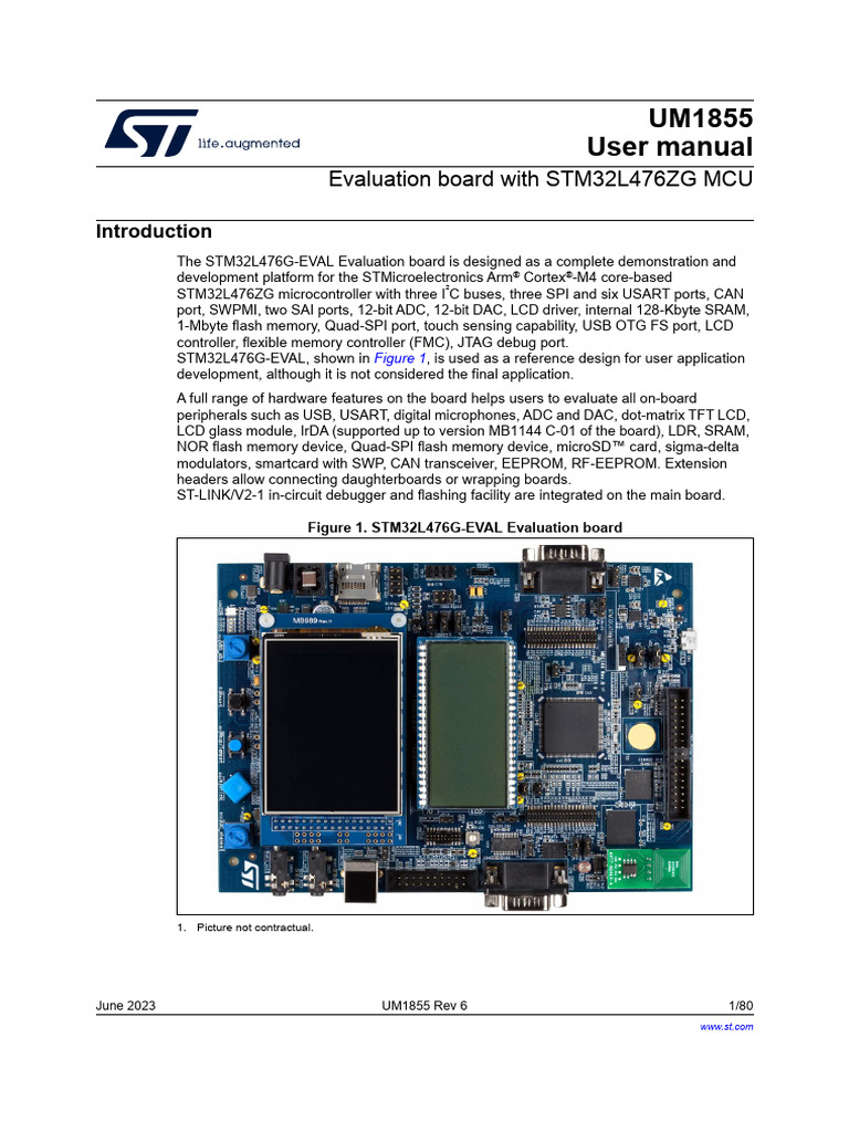 Um1855 Evaluation Board With Stm32l476zg Mcu Stmicroelectronics Pdf