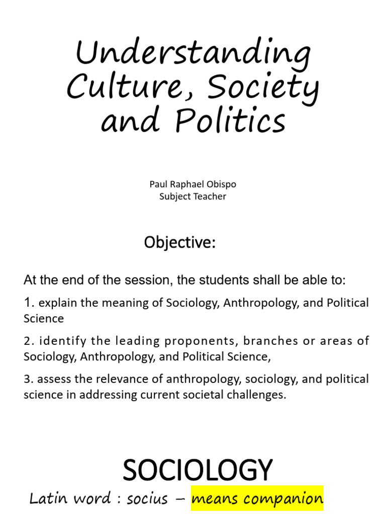 Sociology, Anthropology, and Political Science Overview | PDF ...