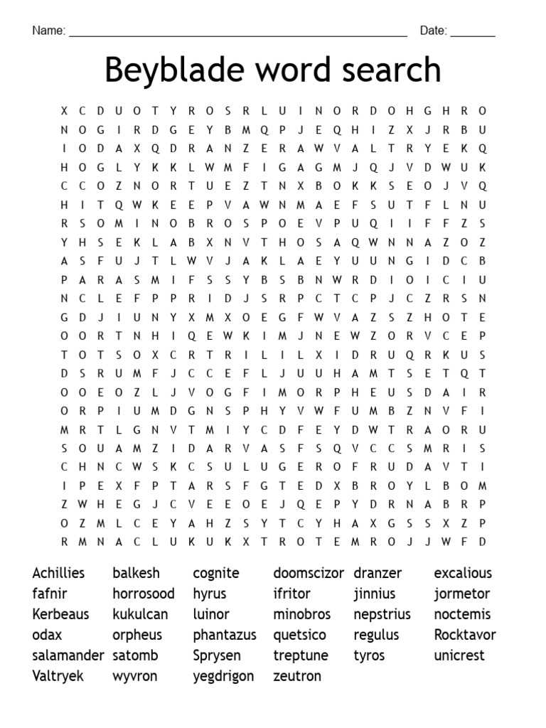 Beyblade Word Search 116fd4 6162e73e | PDF