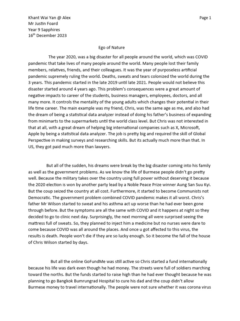 Mr Justin's Short Story | PDF