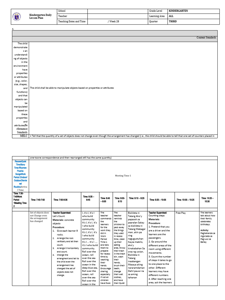 Kinder New DLL Week28 - Day4 | PDF | Teachers | Human Communication