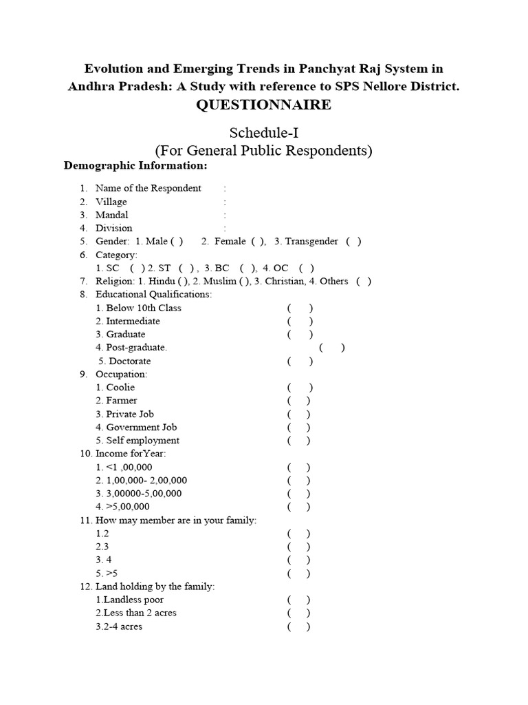 Questionnaire | PDF