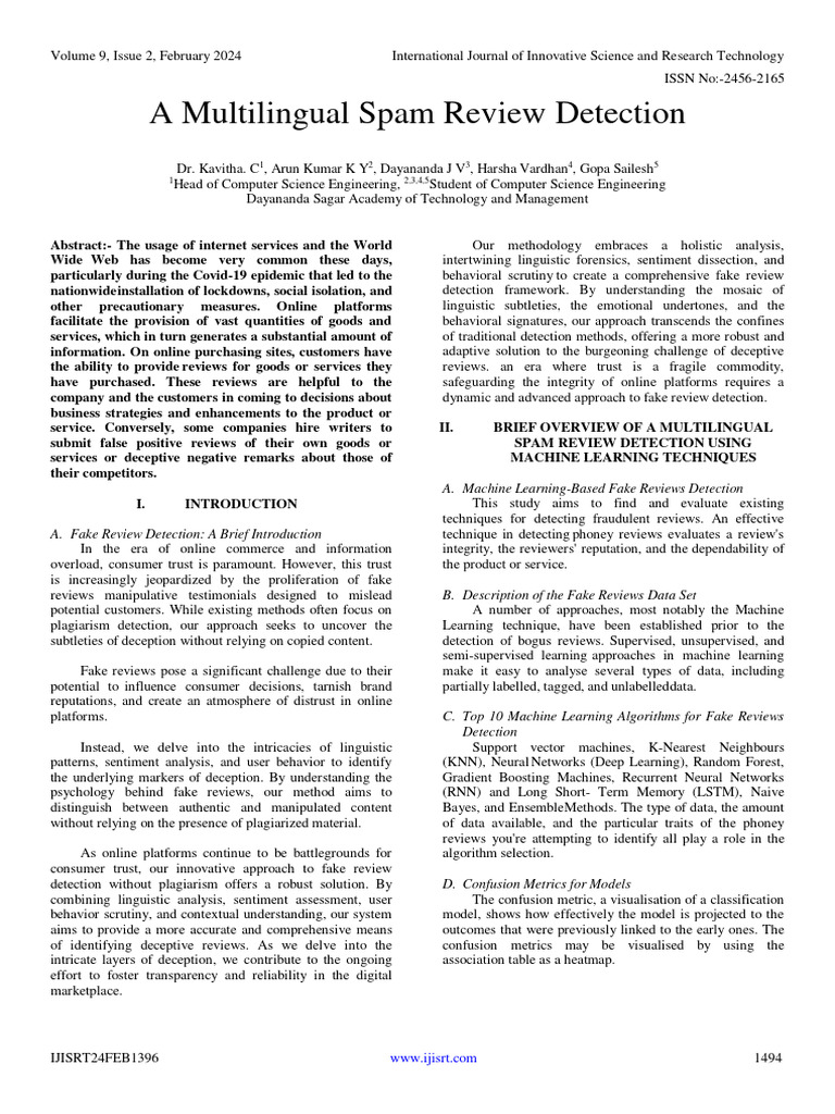 A Multilingual Spam Review Detection Pdf Deep Learning Machine