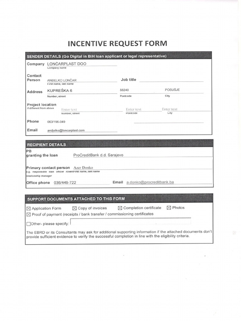 Incentice Request Form | PDF