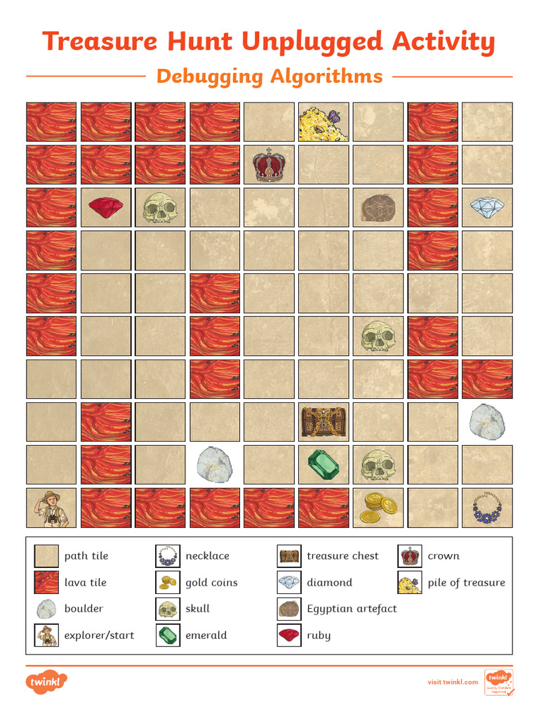 T I 1652113552 Treasure Hunt Unplugged Activity Debugging Algorithms Ver 1 | PDF