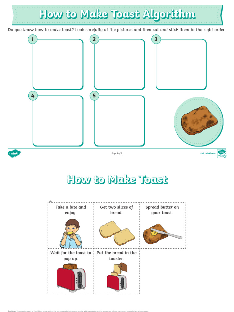 Simple Algorithms for Kids Activities | PDF