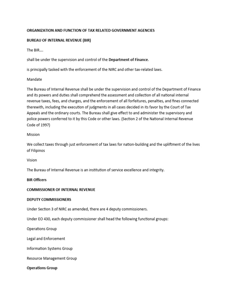 BIR and BOC: Roles and Functions | PDF | Economies | Business