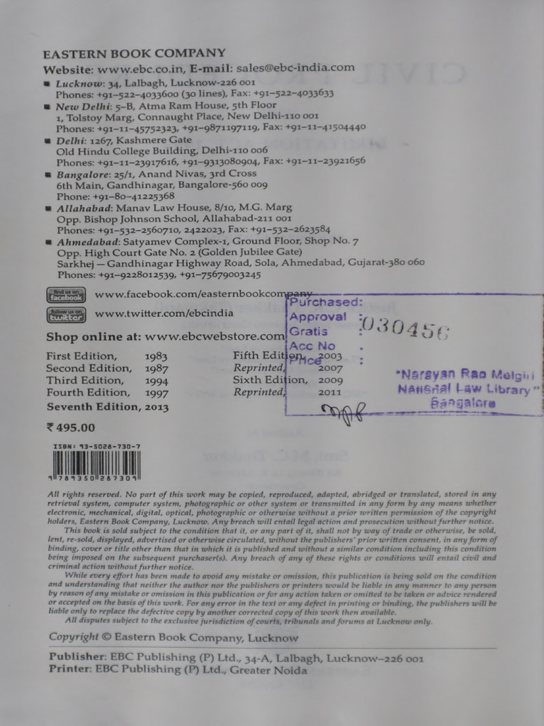 Book Civil Procedure Thakker - Part6 | PDF | Copyright | Private Law