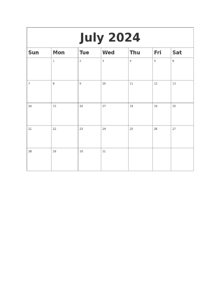 Printable Calender July 2024 | PDF