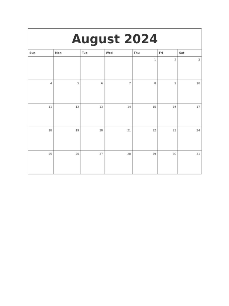 Printable Calender August 2024 | PDF