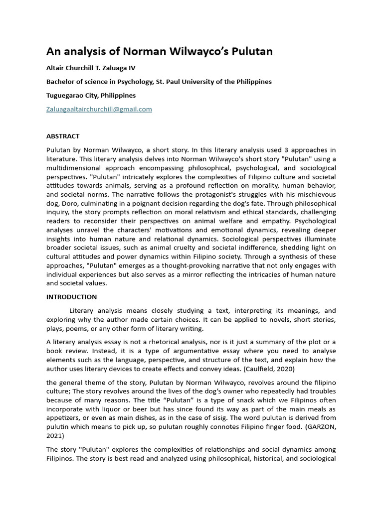Literary Analysis (Soc Lit) ALTAIR ZALUAGA | PDF