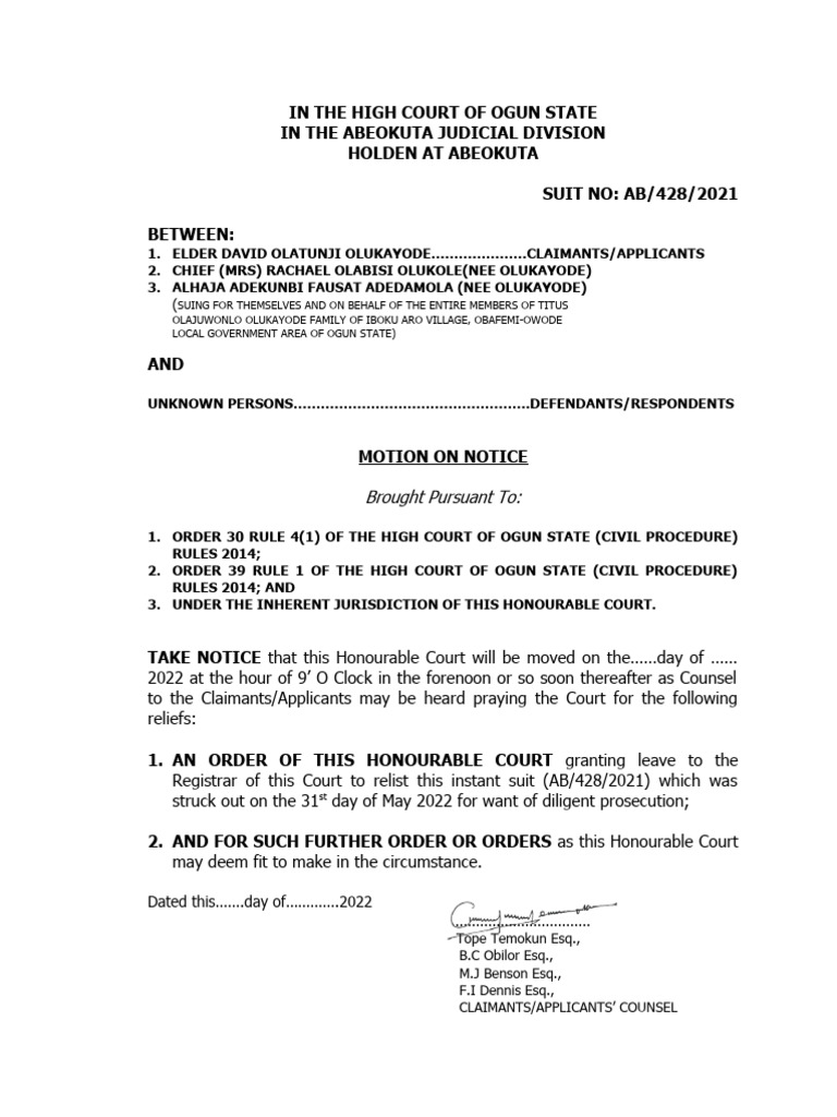 Elder David Motion To Relist | PDF