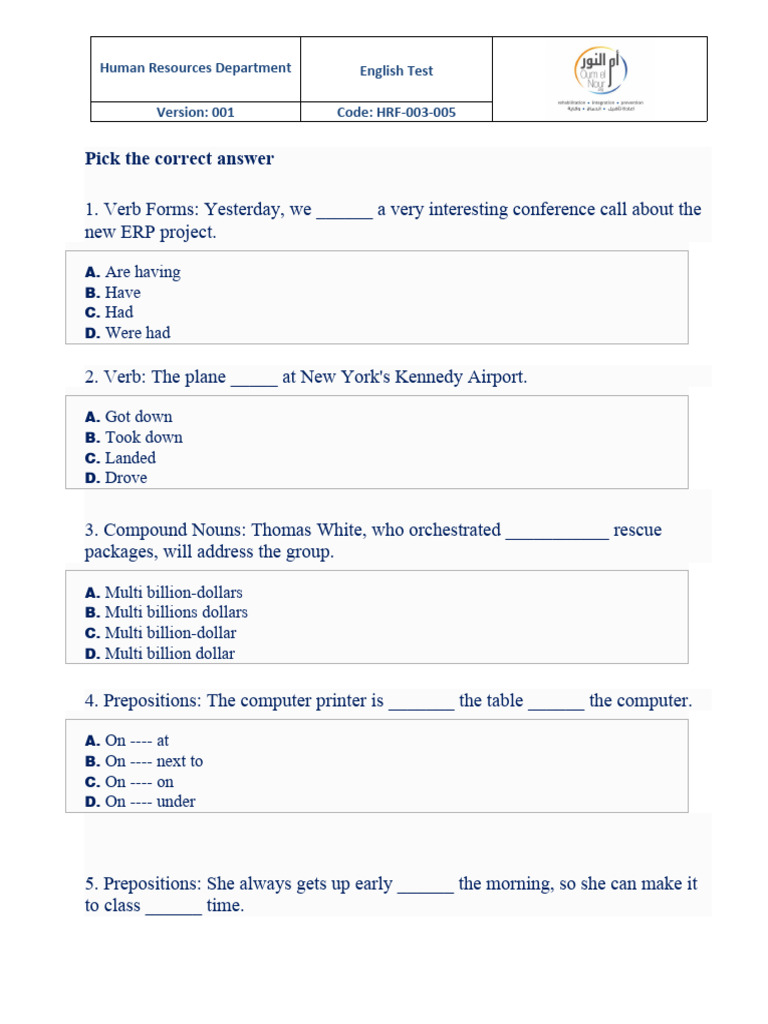 English Test | PDF | Subject (Grammar) | English Language