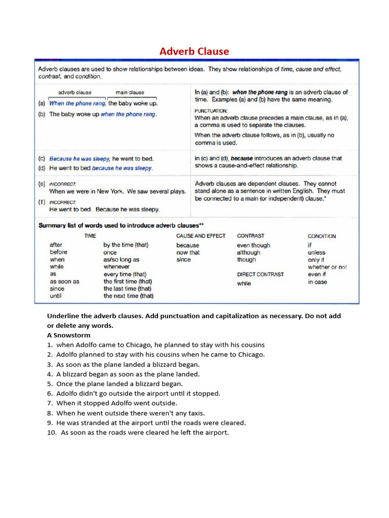 Adverb Clause | PDF | Language Arts & Discipline | Foreign Language Studies