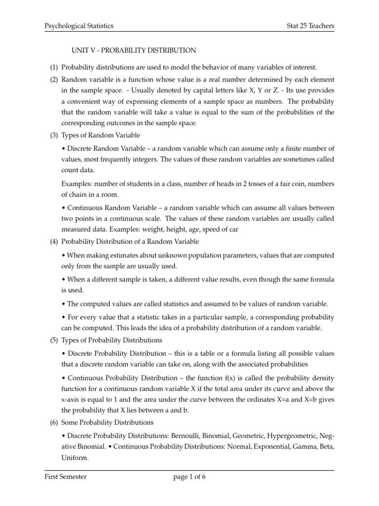 Handout 5 - Probability Distributions | PDF