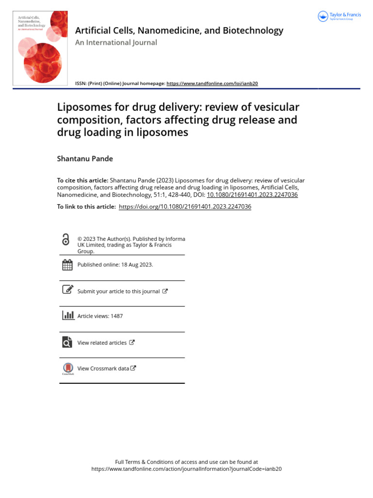 Liposomes For Drug Delivery Review of Vesicular Composition Factors ...