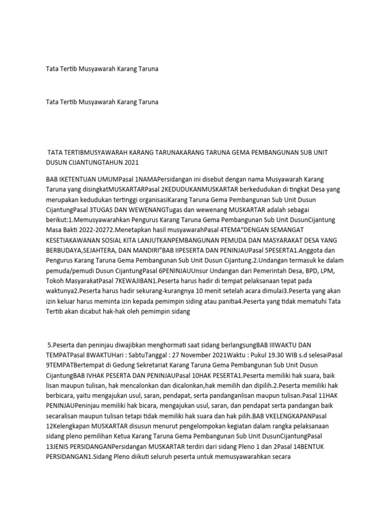 Tata Tertib Musdes 2 | PDF