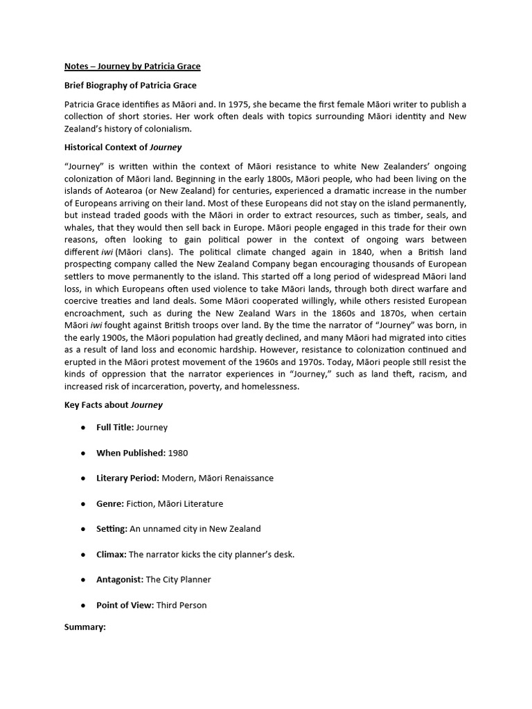 Patricia Grace's "Journey": Māori Identity & Resistance | PDF