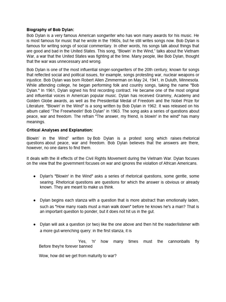 Blowing in The Wind-Notes | PDF