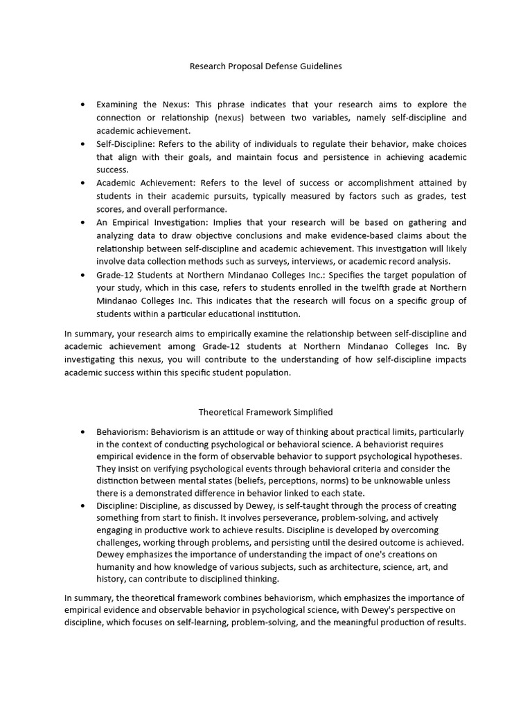 Research Proposal Defense Guidelines | PDF | Disciplines | Psychology