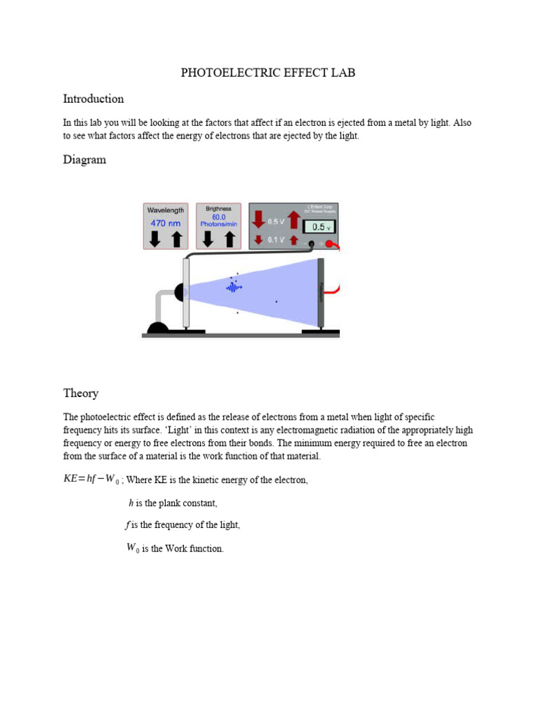 Photoelectric Effect Lab Guide | PDF | Photoelectric Effect | Electron