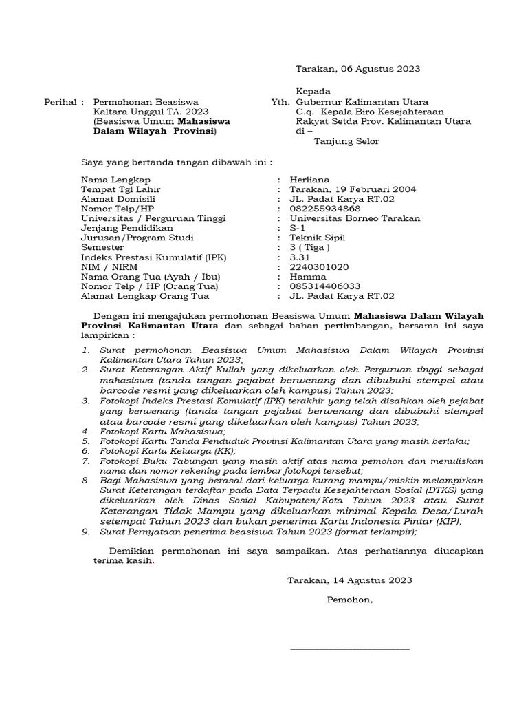 Format Berkas Beasiswa | PDF