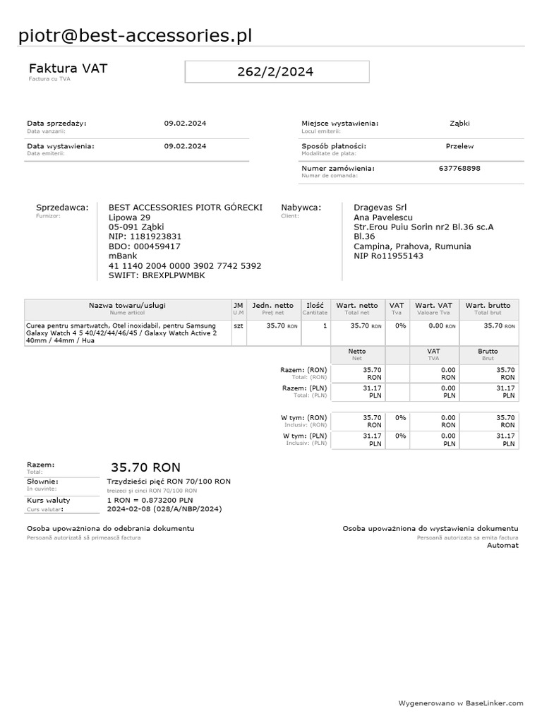 Piotr@best-Accessories - PL: Faktura VAT 262/2/2024 | PDF