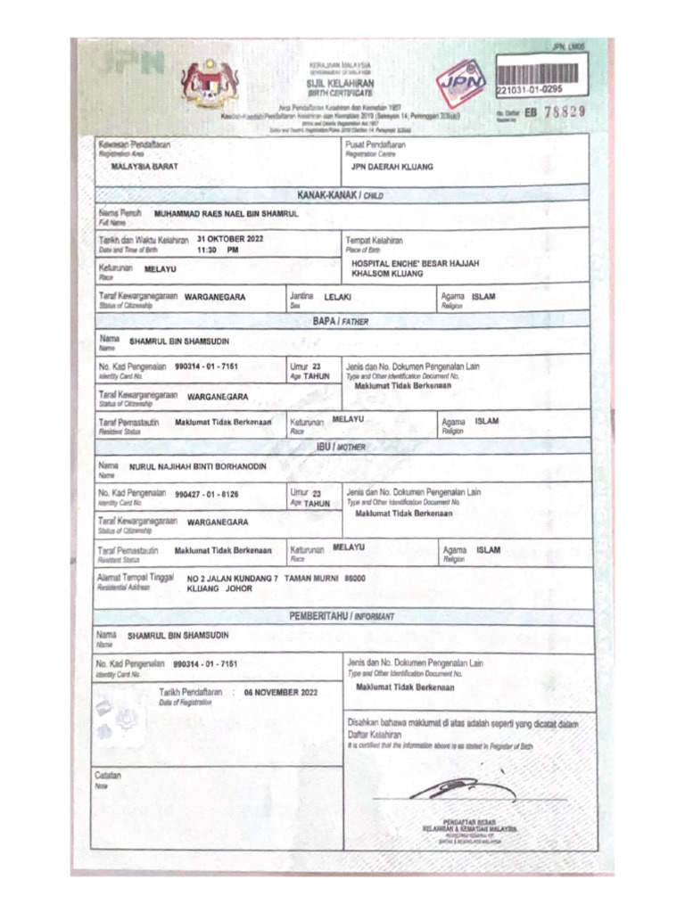 Birth Certificate | PDF