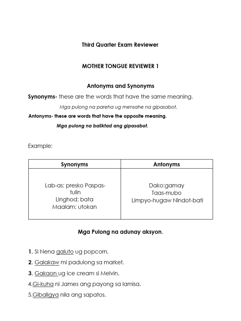 Third Quarter Exam Pointers | PDF | Linguistics