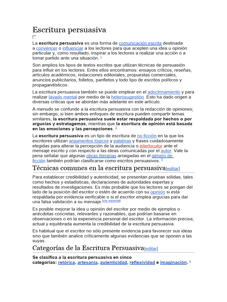 Técnicas de Escritura Persuasiva | PDF | Escritores | Argumento