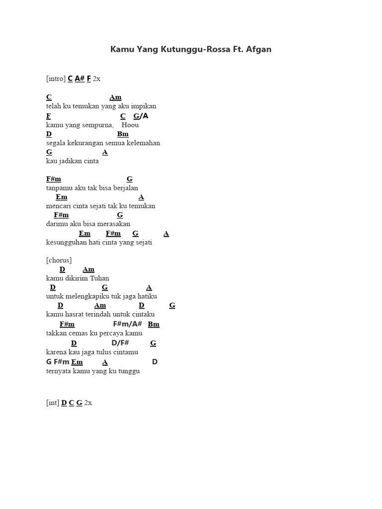Chord Kamu Yang Kutunggu | PDF