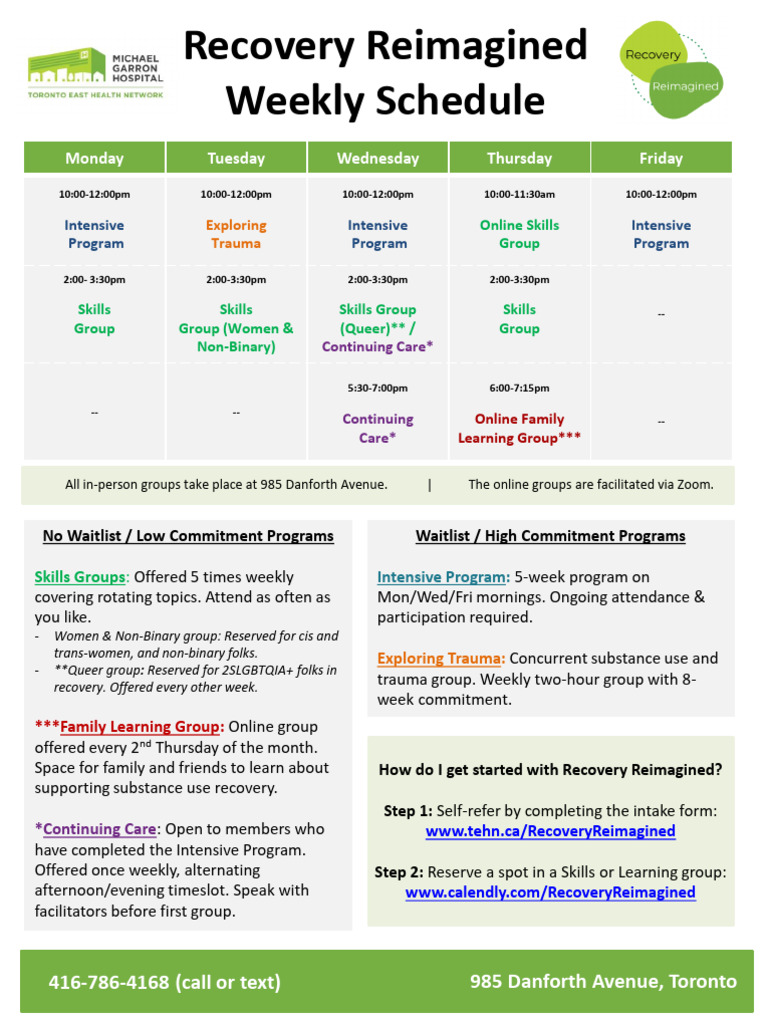 Recovery Reimagined Schedule | PDF